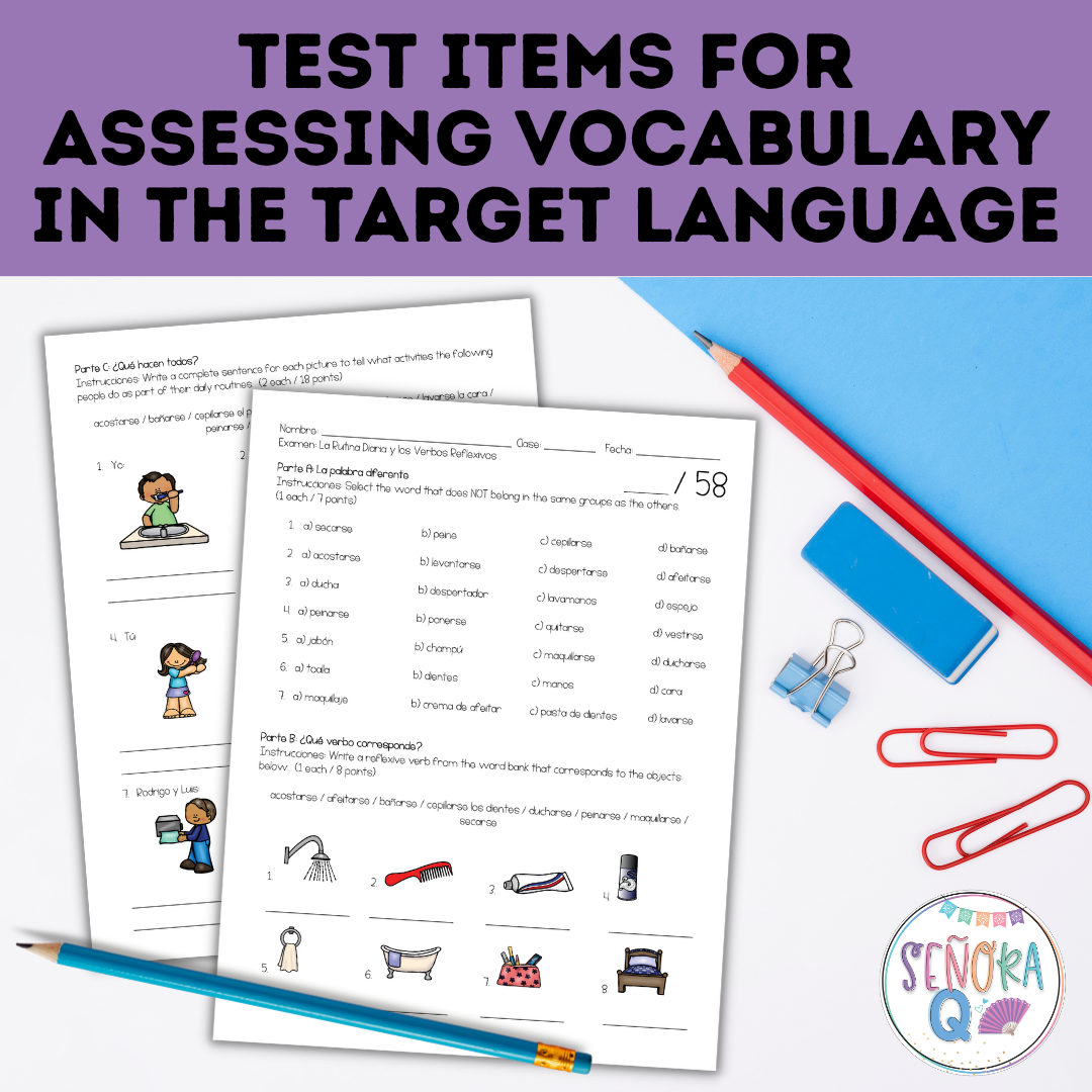Test Items to Assess Vocabulary in the Target Language – Señora Q