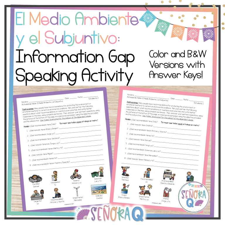 Partner and Group Activities for Spanish Class – Señora Q